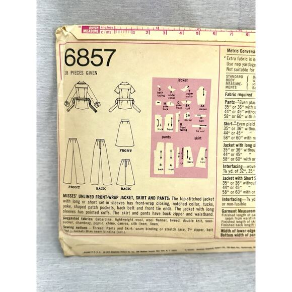 Simplicity | Office | Vintage 974 Simplicity Sewing Pattern 6857 Size 1 ...